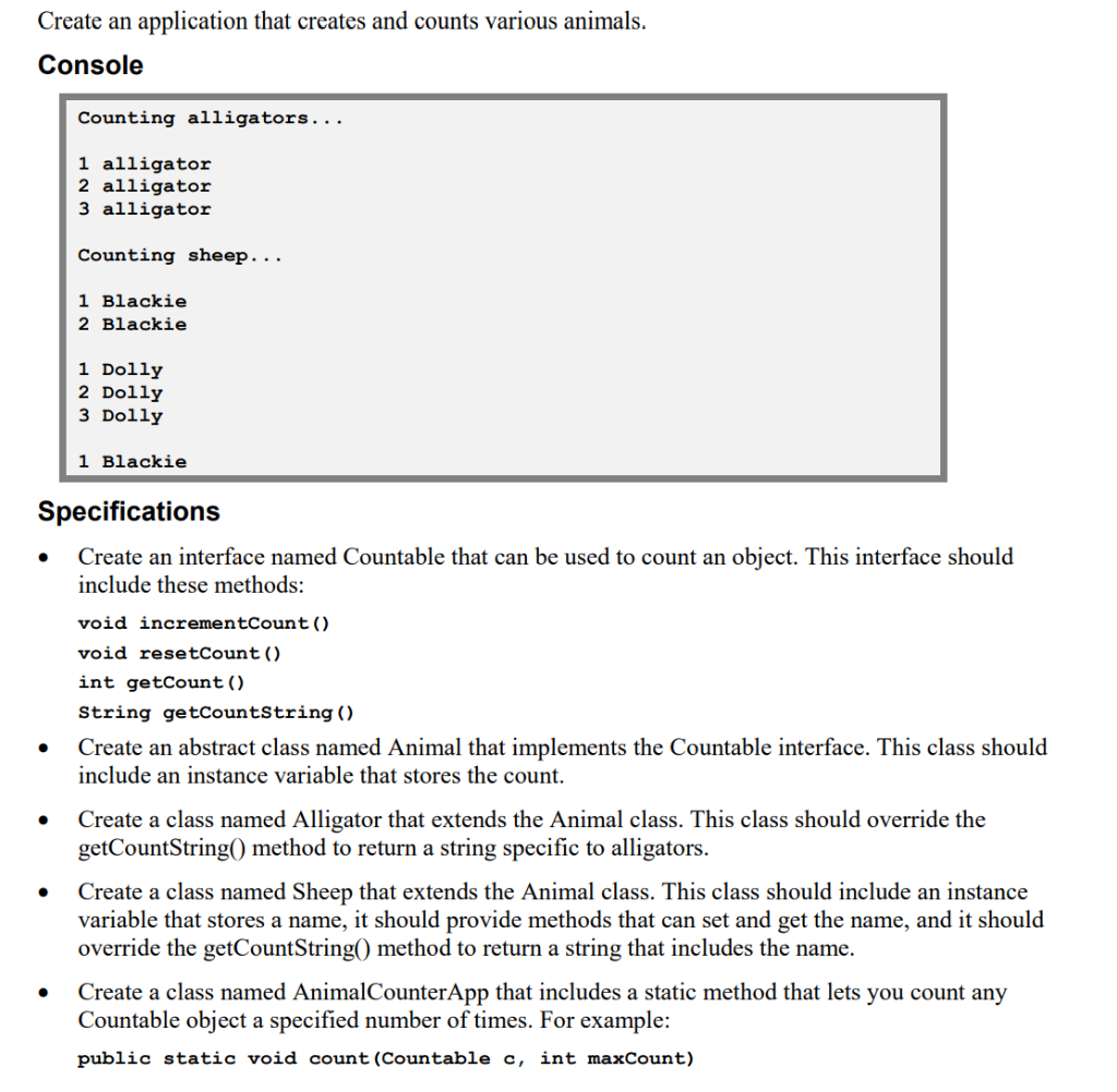 Solved Create an application that creates and counts various | Chegg.com