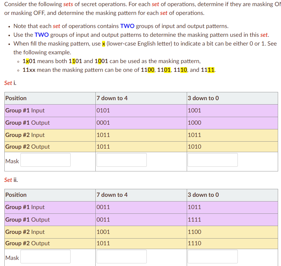 Solved Consider the following sets of secret operations. For | Chegg.com