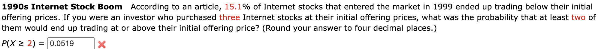Solved 1990s Internet Stock Boom According to an article, | Chegg.com