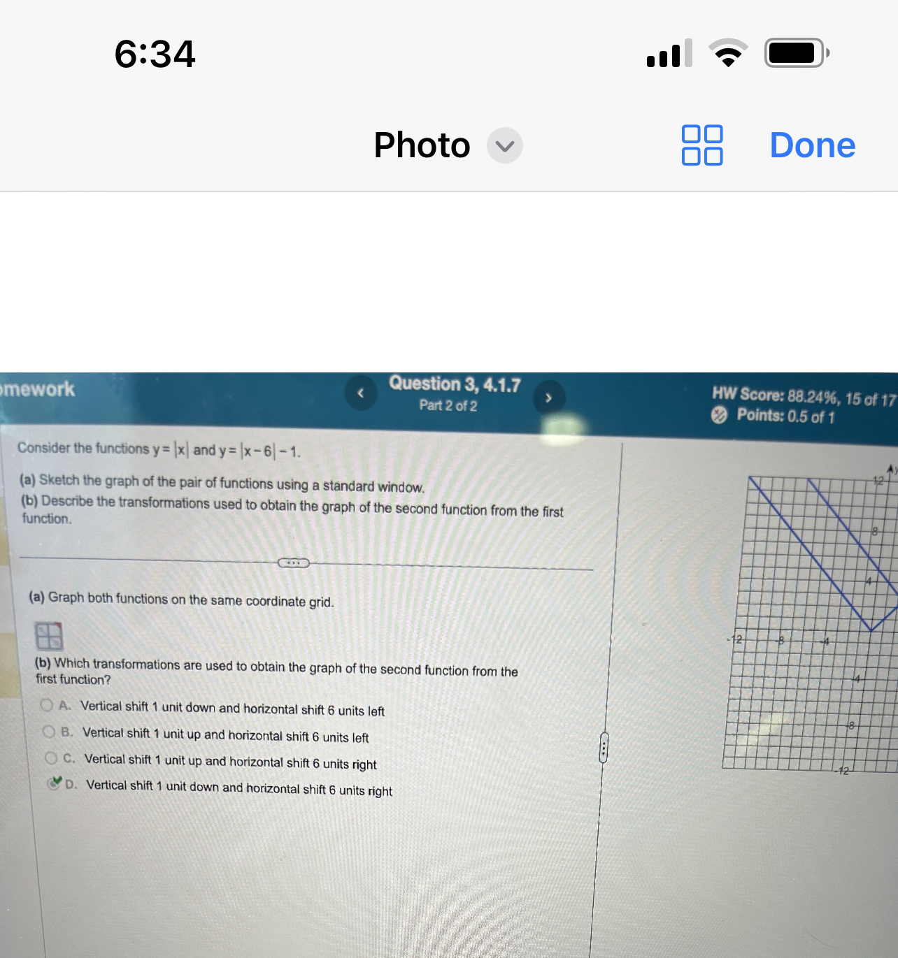 Solved Consider The Functions Y∣x∣ And Y∣x−6∣−1 A 