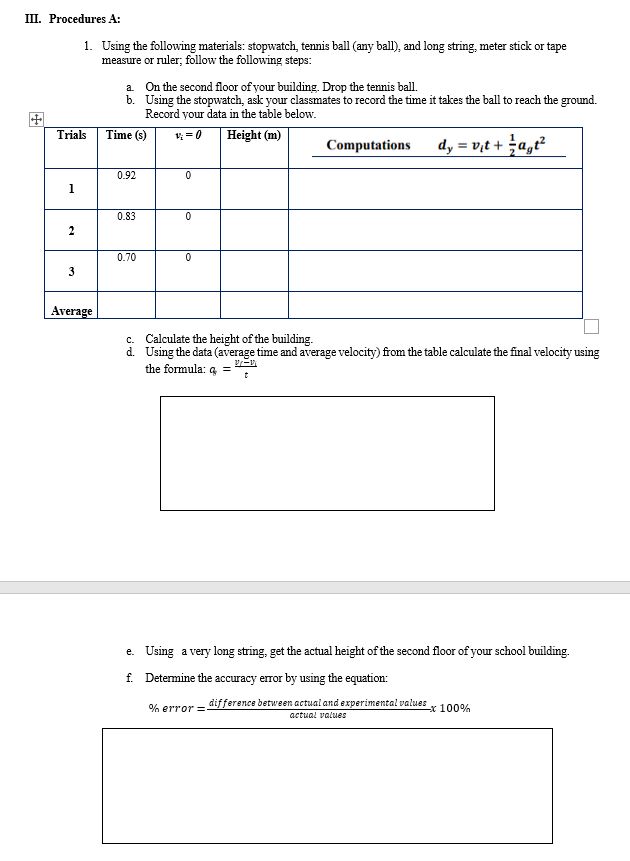 Solved Procedures A: 1. Using the following materials: | Chegg.com