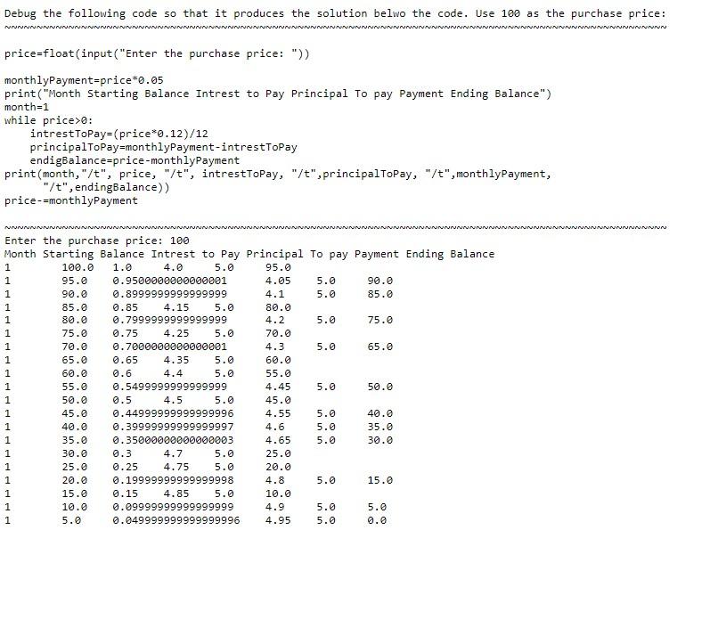 Solved Debug The Code In Python Please Debug The Code In 8019