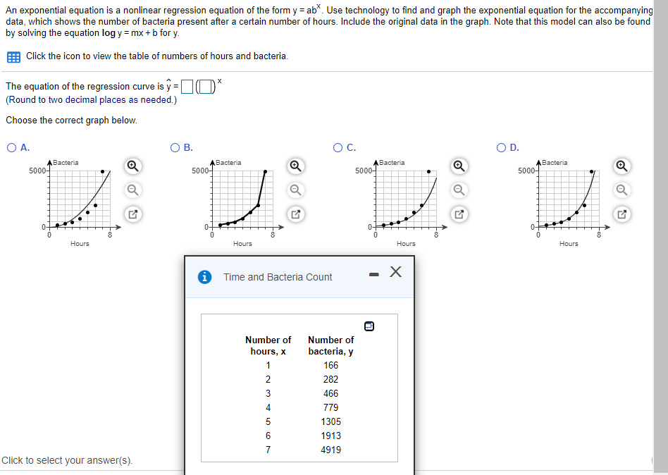 An exponential equation is a nonlinear regression | Chegg.com