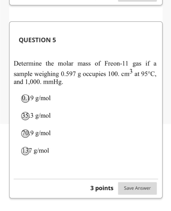 Solved Volatile Liquid QUESTION 1 Using the Ideal gas law | Chegg.com