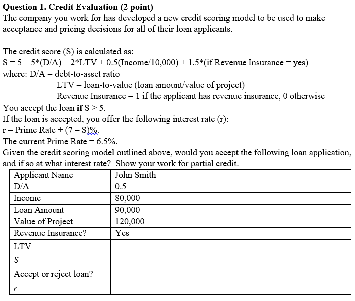 Question 1. Credit Evaluation (2 point) The company | Chegg.com