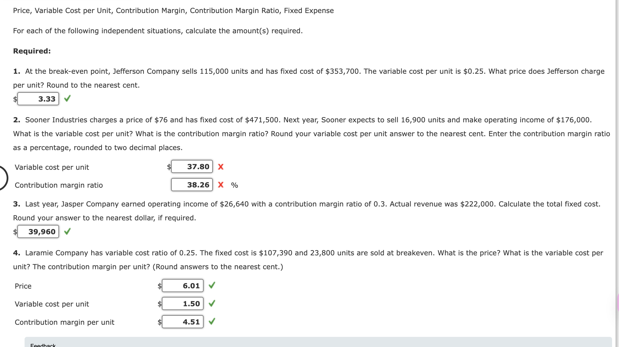 Solved Price, Variable Cost per Unit, Contribution Margin, | Chegg.com
