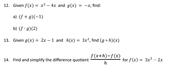 Solved Given f(x)=x2-4x ﻿and g(x)=-x, | Chegg.com