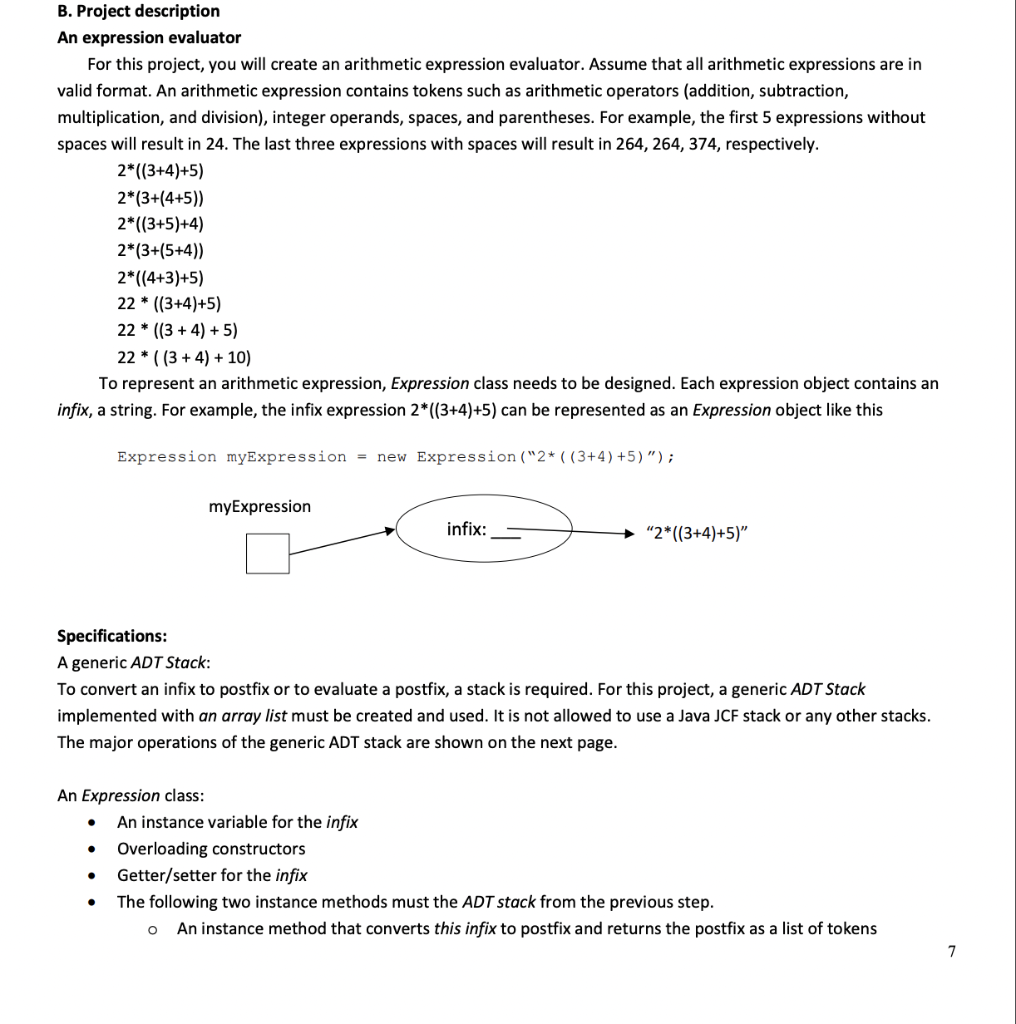Solved B. Project description An expression evaluator For | Chegg.com