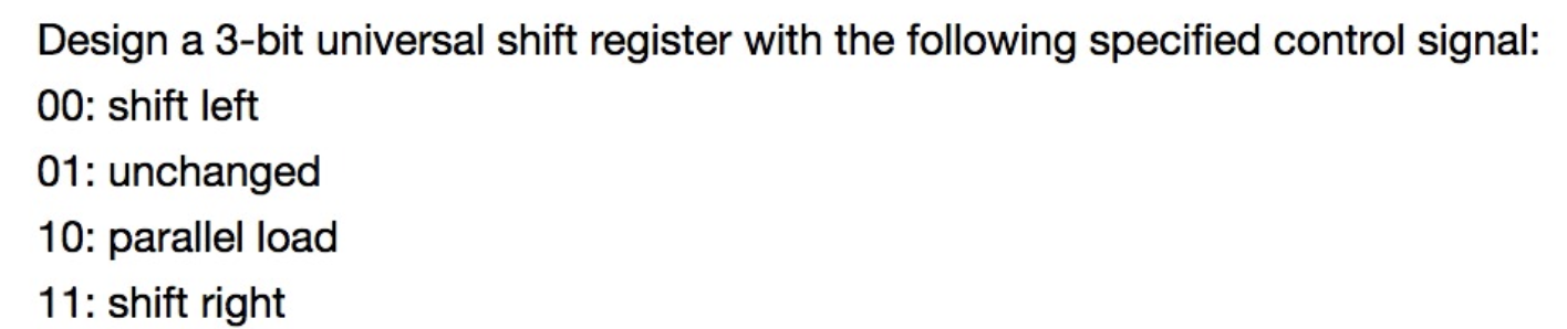 Solved Design a 3-bit universal shift register with the | Chegg.com