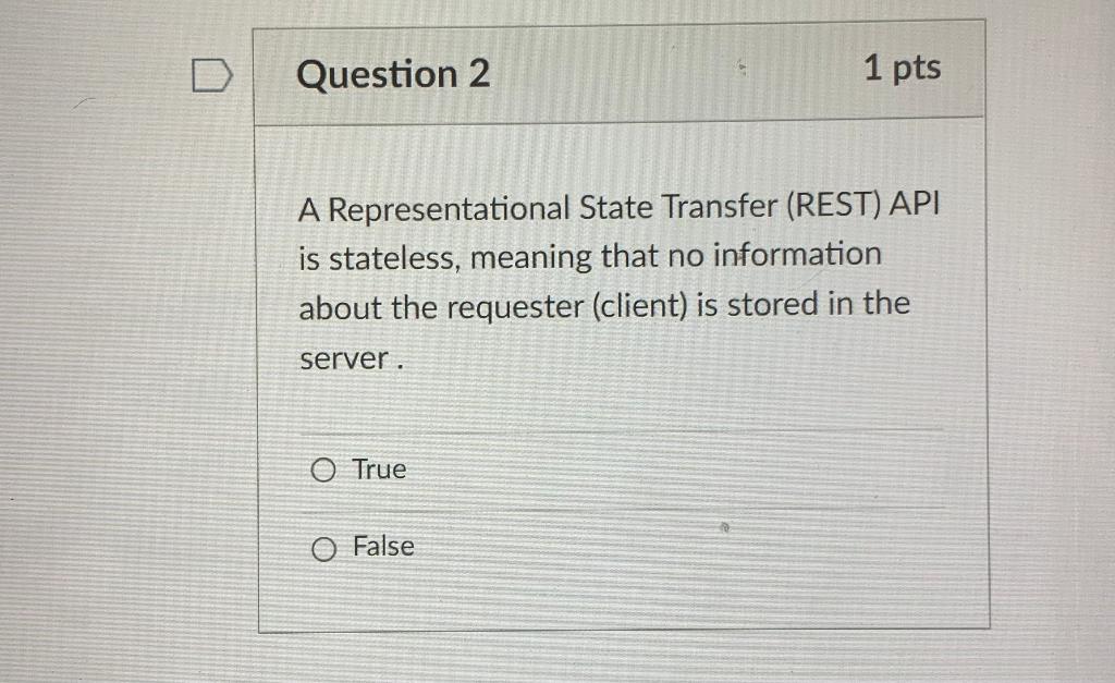 Solved Question 2 1 pts A Representational State Transfer | Chegg.com