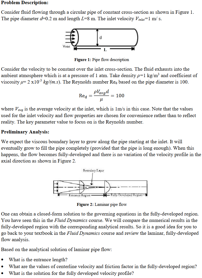 Solved Problem Description: Consider fluid flowing through a | Chegg.com