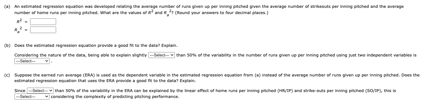 Solved DATAfile: MLBPitching A statistical program is | Chegg.com