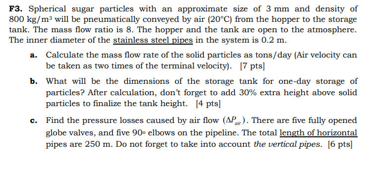Solved F3. Spherical sugar particles with an approximate | Chegg.com