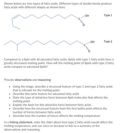 Solved Shown below are two types of fatty acids. Different | Chegg.com