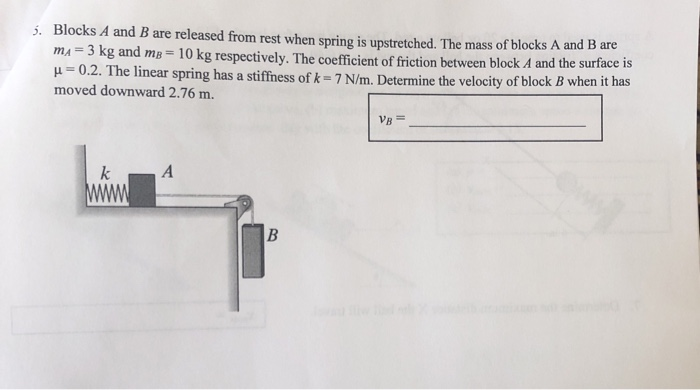 Solved Blocks A and B are released from rest when spring is | Chegg.com