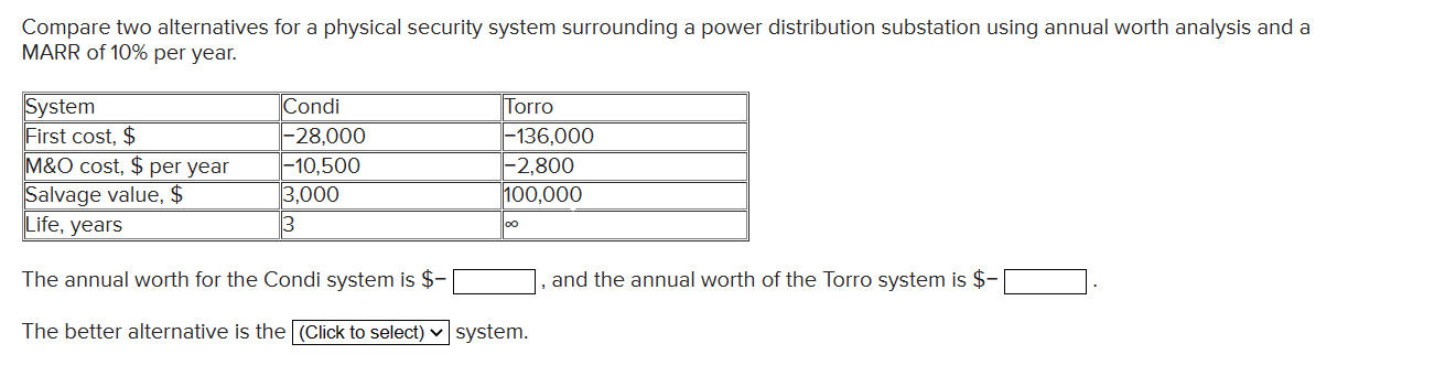 Solved Compare two alternatives for a physical security | Chegg.com
