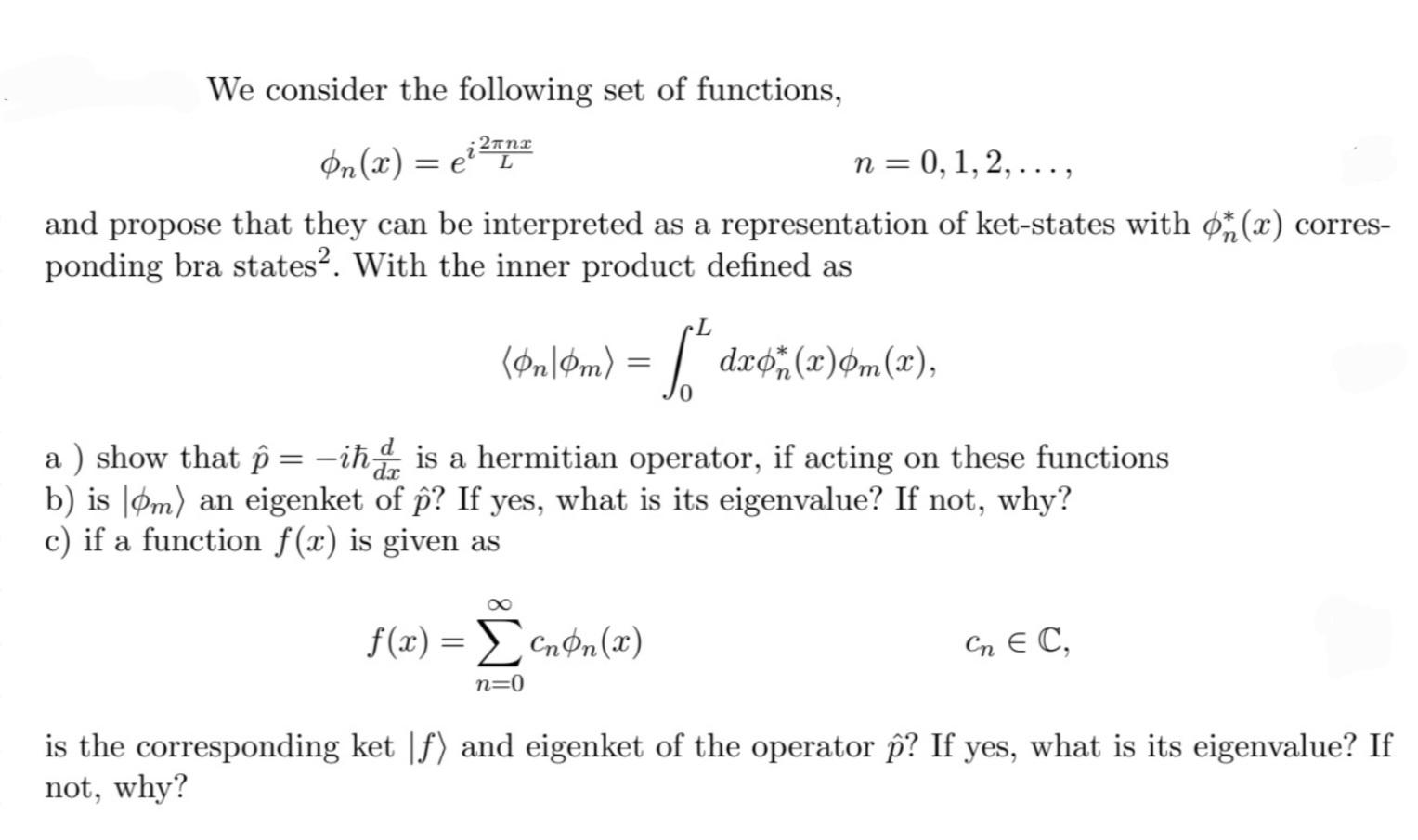 Solved We consider the following set of functions, | Chegg.com