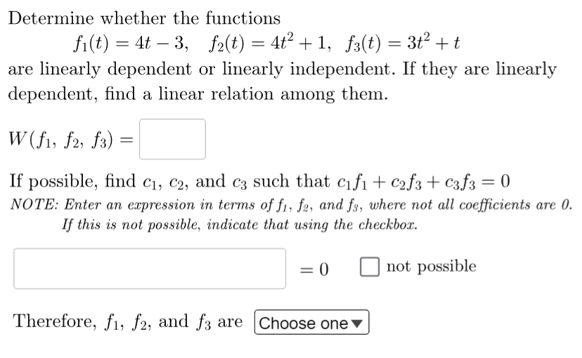 Solved Determine whether the functions | Chegg.com
