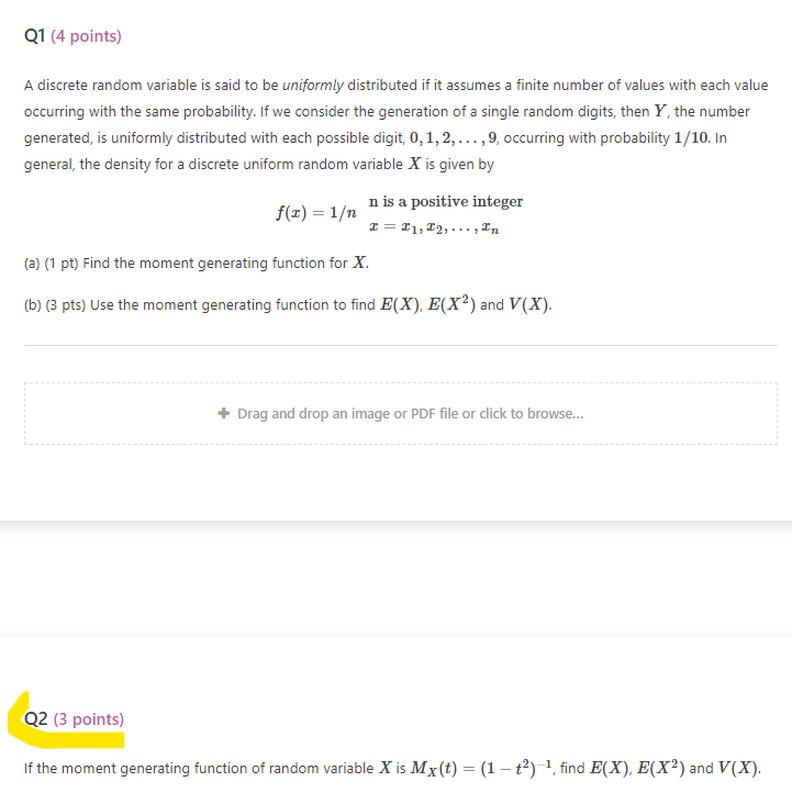 Solved A discrete random variable is said to be uniformly | Chegg.com