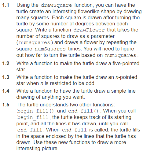 Solved 1.1 Using the drawsquare function, you can have the | Chegg.com