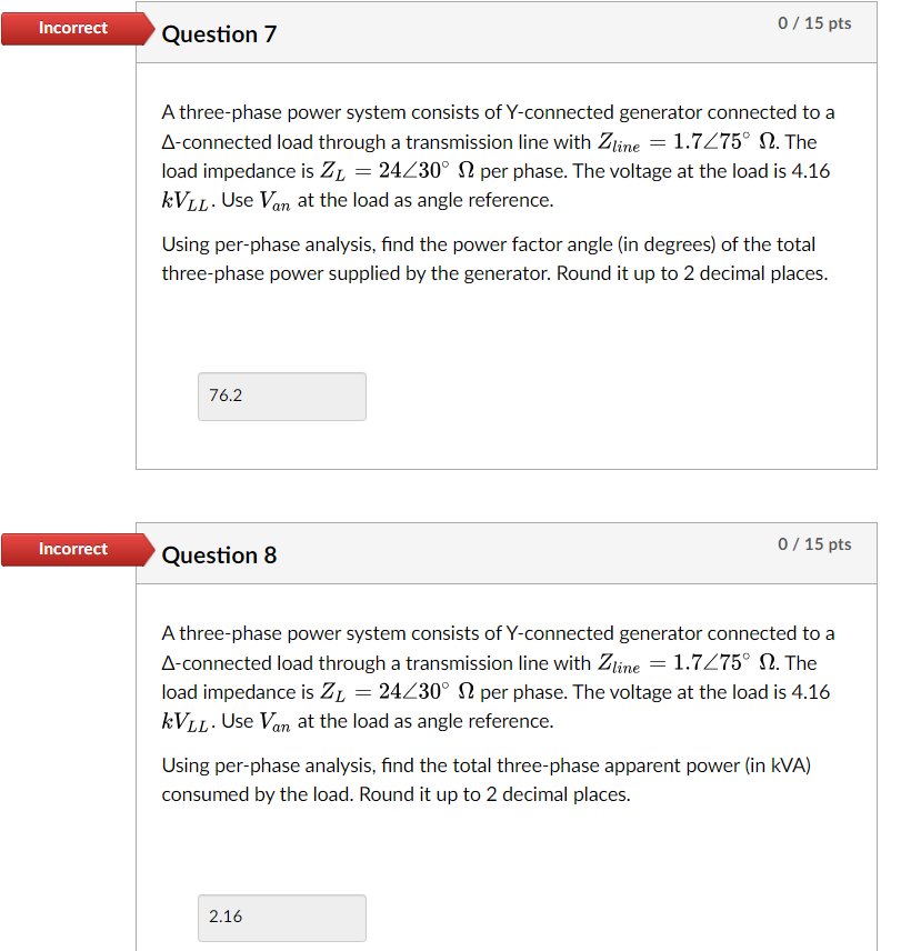 Solved Question 8A three-phase power system consists of | Chegg.com