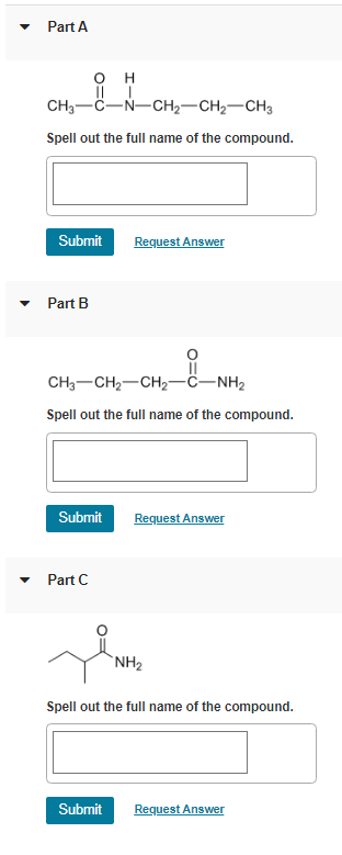 Solved Part A он CH3-C-N-CH2-CH2-CH Spell out the full name | Chegg.com