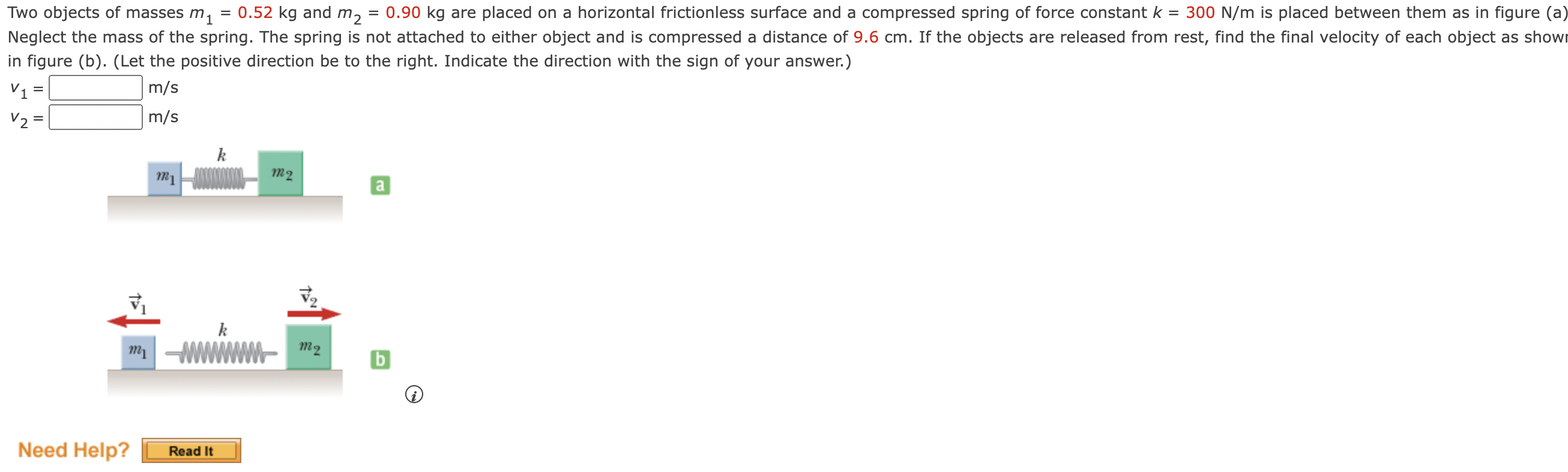 Solved in figure (b). (Let the positive direction be to the | Chegg.com