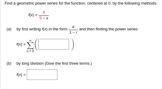 Solved Find a geometric power series for the function, | Chegg.com