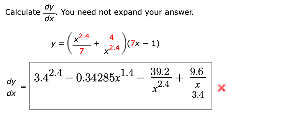 Solved Calculate dxdy. You need not expand your answer. | Chegg.com