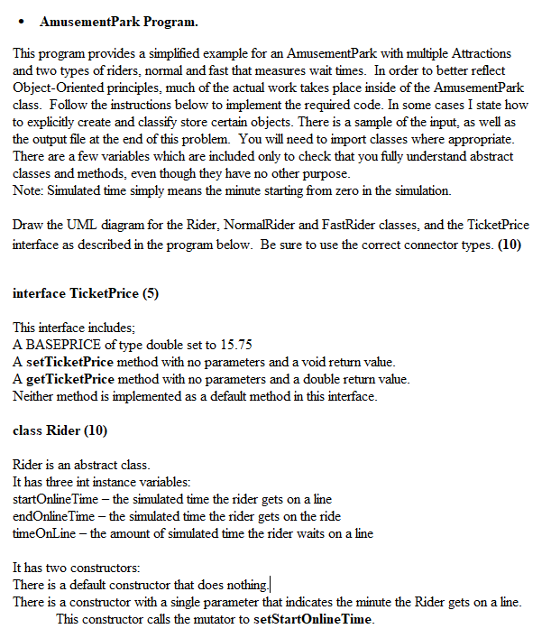 Solved AmusementPark Program. This program provides a | Chegg.com