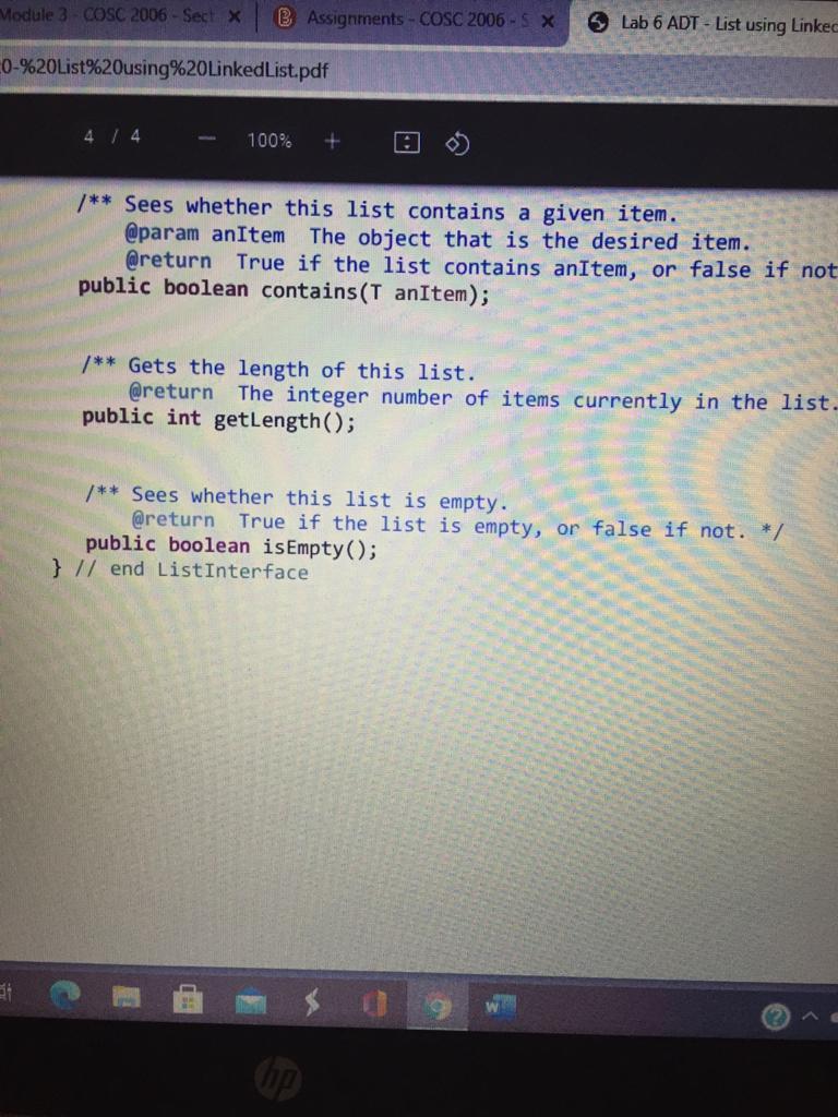 Solved ADT List using LinkedList Complete and Change the | Chegg.com