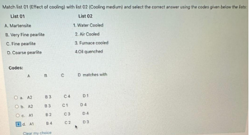 Solved Match list 01 (Effect of cooling) ﻿with list | Chegg.com