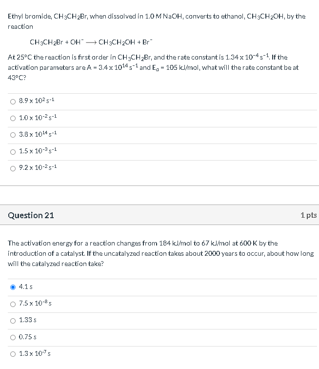 Solved Ethyl bromide, CH3CH2Br, when dissolved in 1.0M NaOH, | Chegg.com