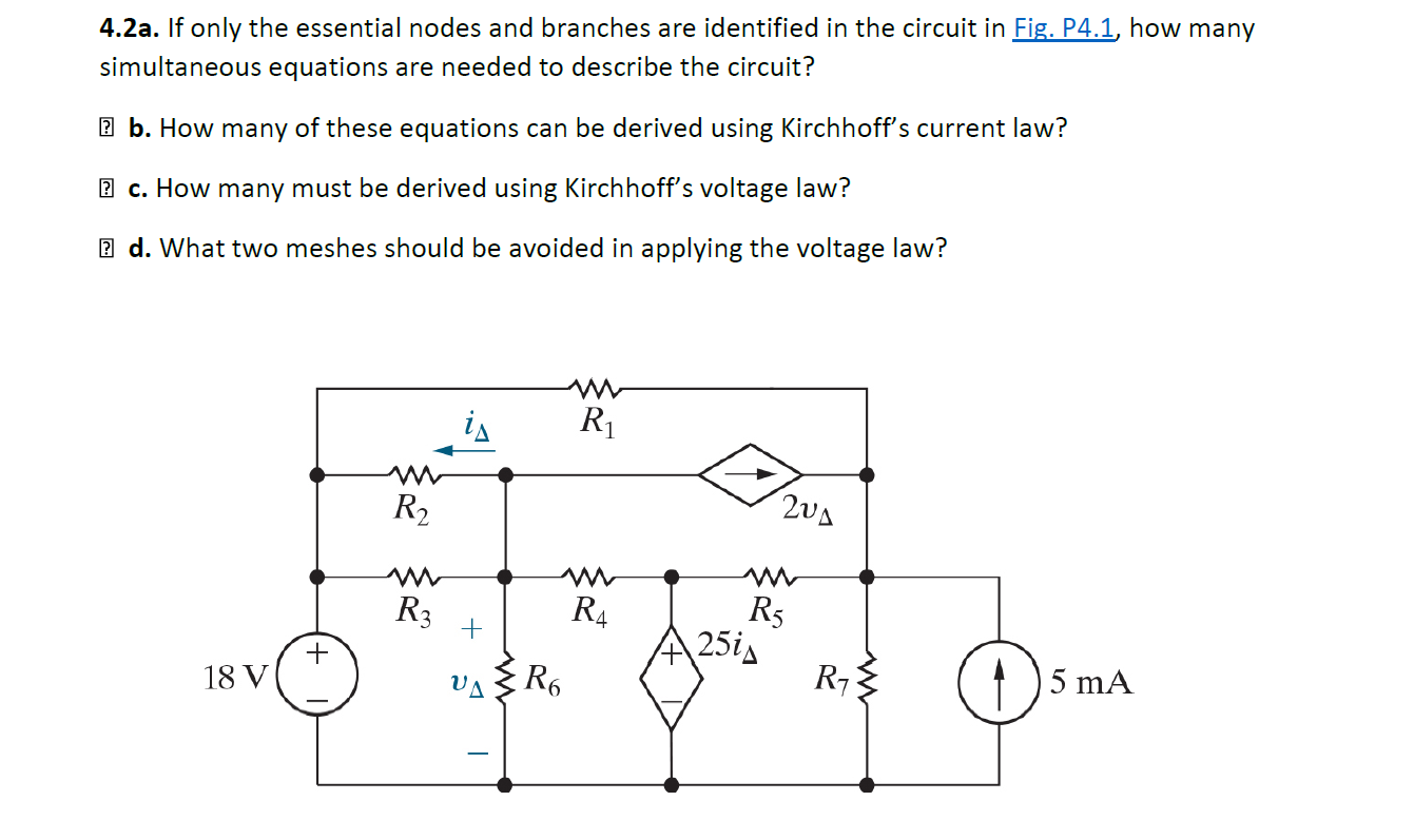 4.2a. If only the essential nodes and branches are | Chegg.com