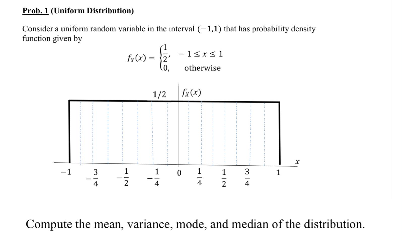 Solved Prob. 1 (Uniform Distribution) Consider a uniform | Chegg.com