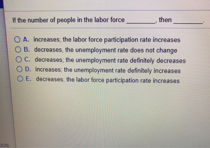 Solved If the number of people in the labor force then 0 A. | Chegg.com