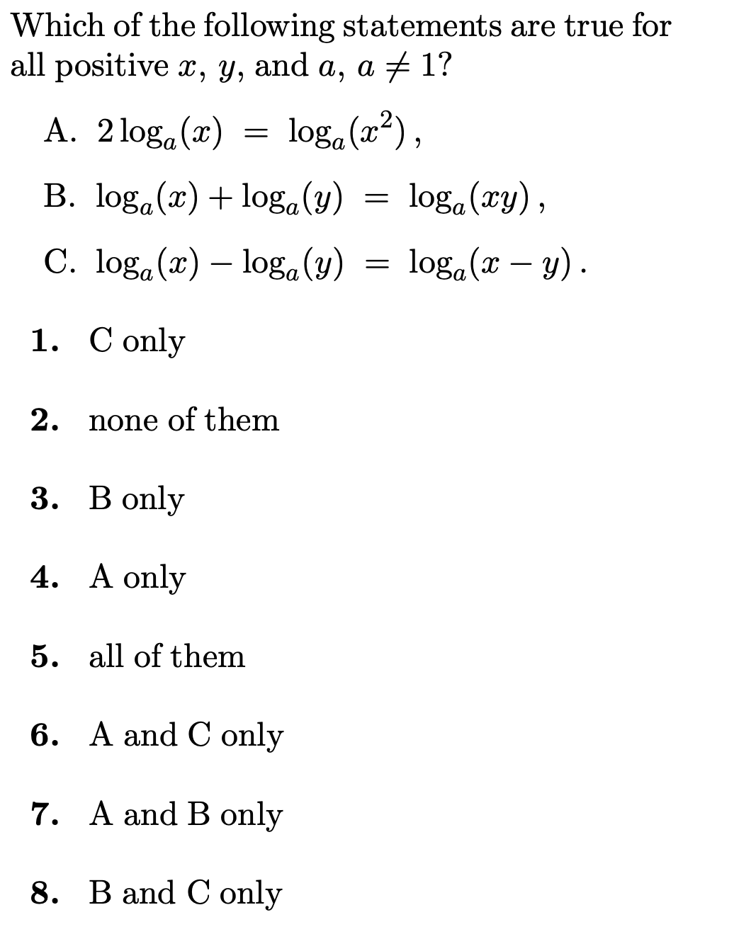 Solved Which of the following statements are true for all | Chegg.com
