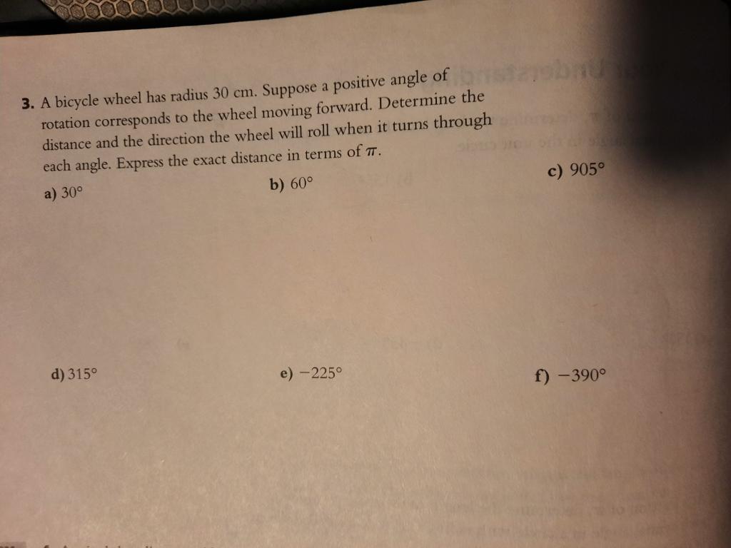 Solved 3. A bicycle wheel has radius 30 cm. Suppose a | Chegg.com