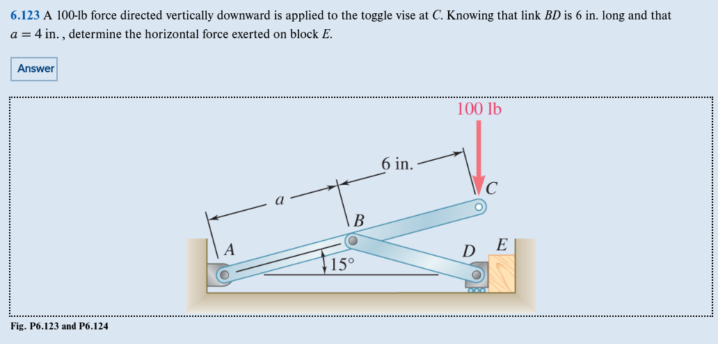 Solved 6.123 A 100-lb force directed vertically downward is | Chegg.com