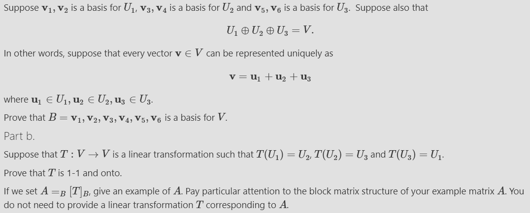 Solved Suppose V1, V2 is a basis for U1, V3, V4 is a basis | Chegg.com