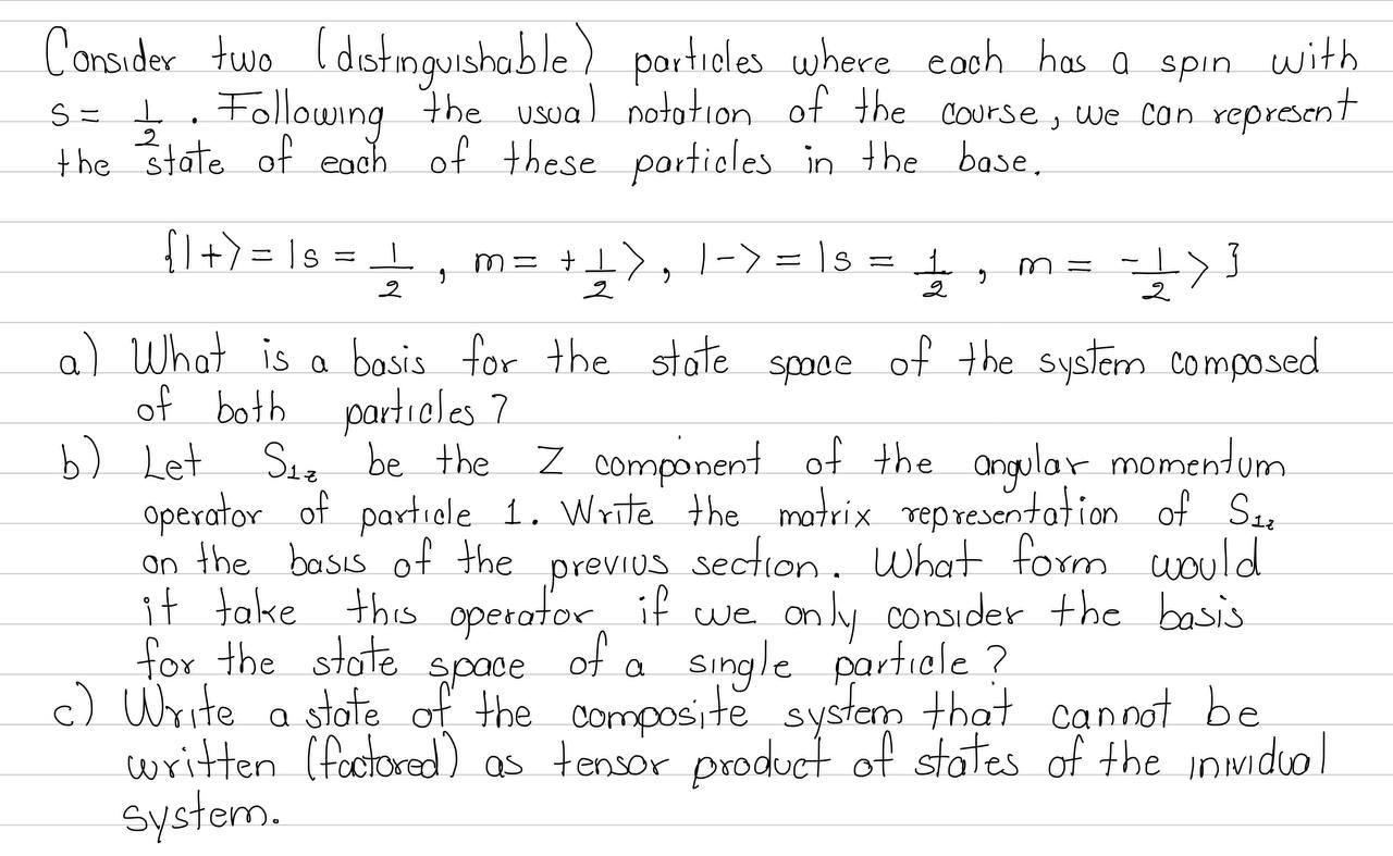 Solved Consider two (distinguishable) particles where each | Chegg.com
