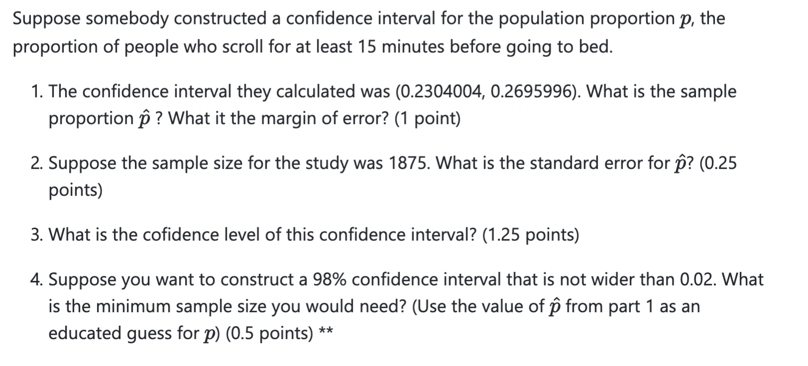 Solved Suppose somebody constructed a confidence interval | Chegg.com