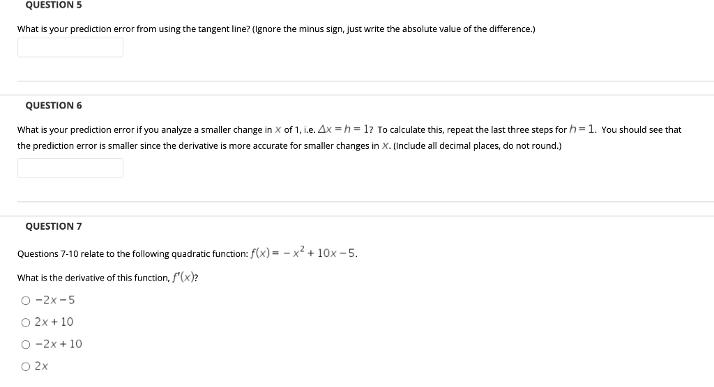 QUESTION 5 What is your prediction error from using | Chegg.com