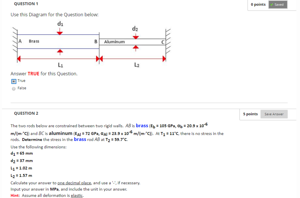 Solved The two rods below are constrained between two rigid | Chegg.com