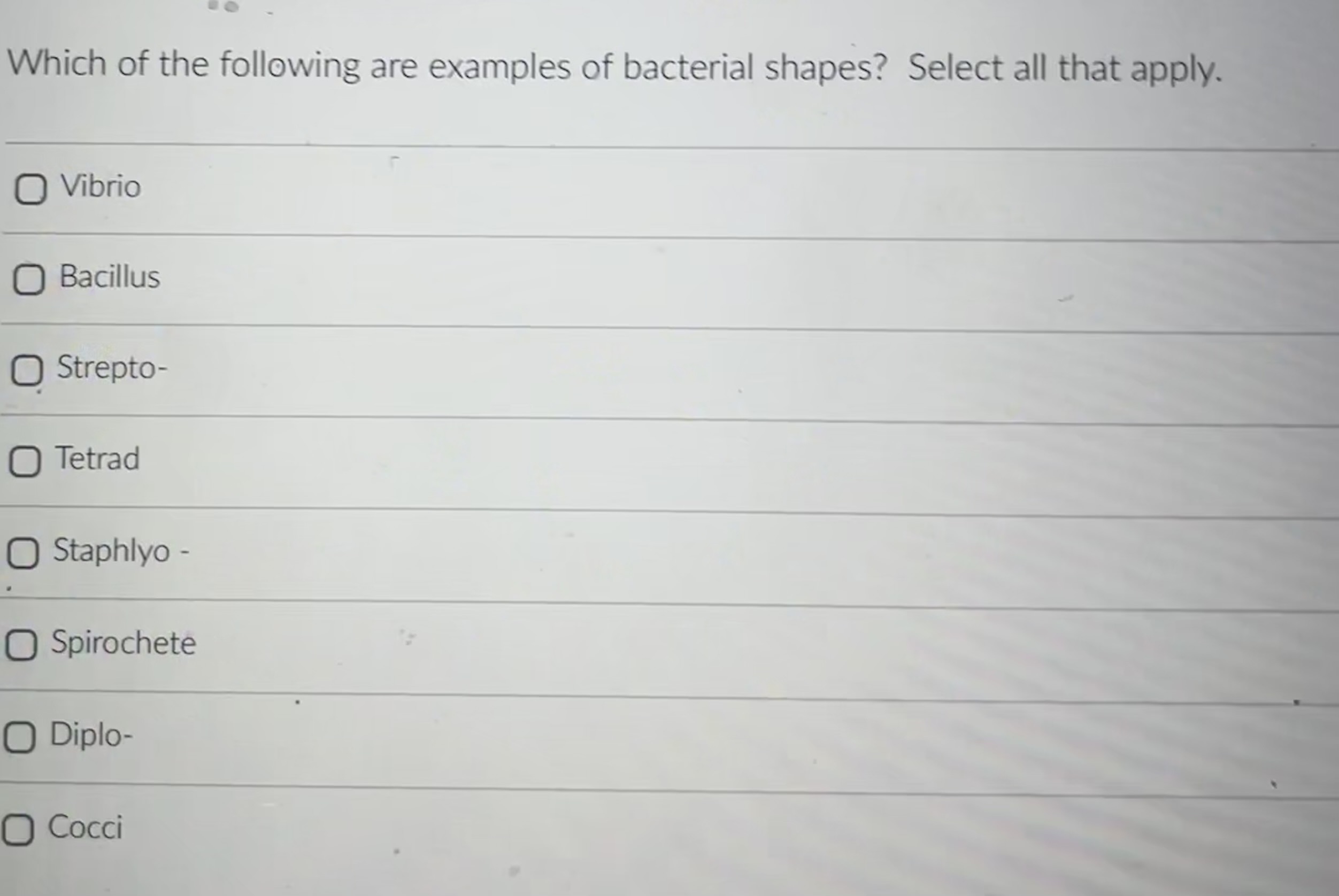 Solved Which of the following are examples of bacterial | Chegg.com