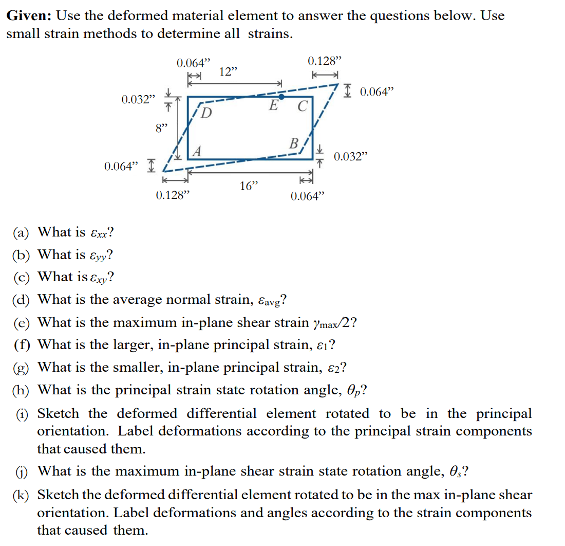 Solved Given: Use the deformed material element to answer | Chegg.com