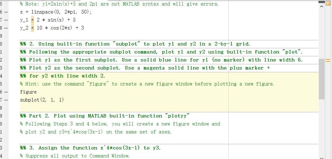 Solved 5 IL 6 % Note: yl=2sin (x) +5 and 2pi are not MATLAB | Chegg.com