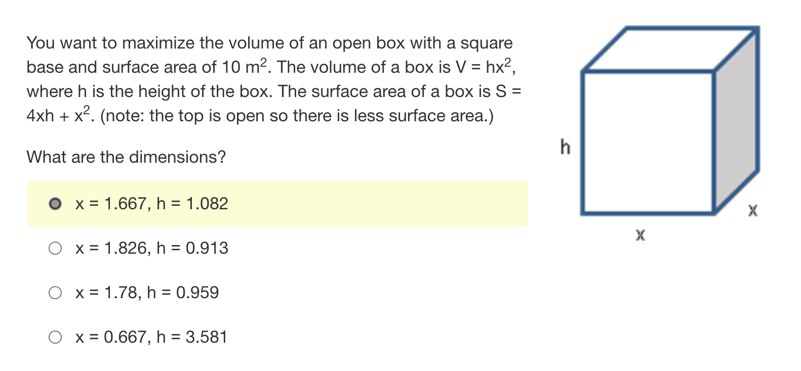 Solved a = You want to maximize the volume of an open box | Chegg.com