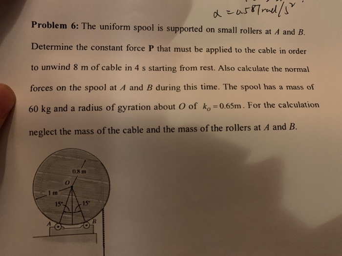 Solved Problem 6: The uniform spool is supported on small | Chegg.com