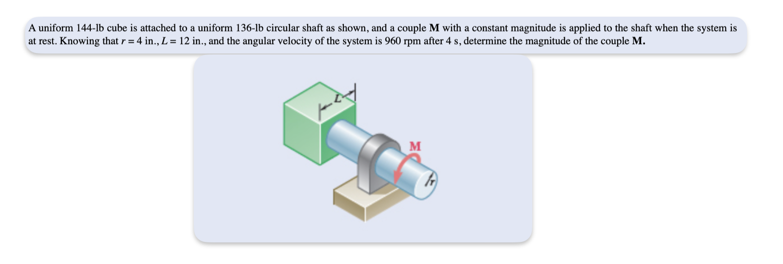Solved A uniform 144-lb cube is attached to a uniform 136-lb | Chegg.com